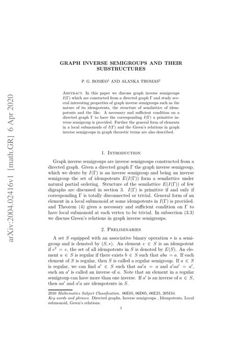 Pdf Graph Inverse Semigroups And Their Substructures