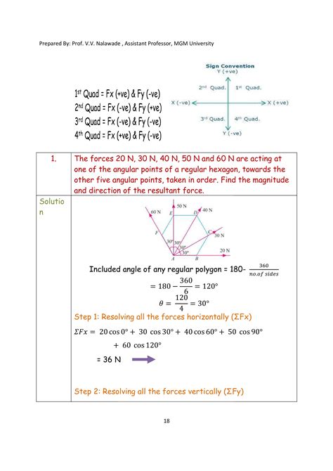 Unit 1 Force System Solved Problems On Force System Pdf