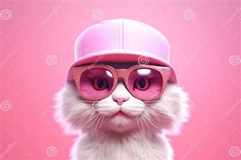 Cute Cat With Sunglasses And A Cool Hat Hipster Style C4d Blender