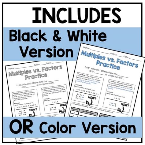 Factors And Multiples Explained Engaging Practice And Exit Ticket For
