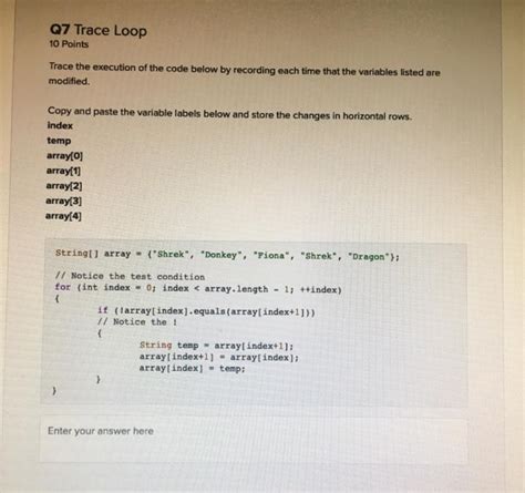 Solved Q7 Trace Loop 10 Points Trace The Execution Of The