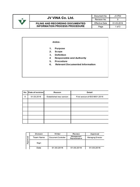 Jv P04 Filing And Recording Document Information Process Ok Pdf Information Iso 9000