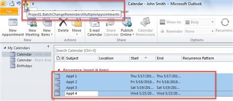 Batch Change The Reminder Time Of Multiple Appointments With VBA
