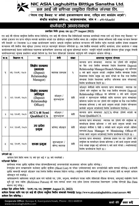 NIC Asia Laghubitta Bittiya Sanstha Limited Vacancy Hamrogyan