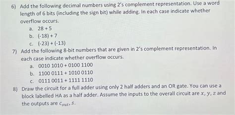 Solved 6 Add The Following Decimal Numbers Using 2s
