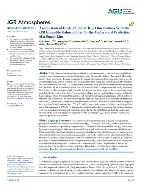 Pdf Assimilation Of Dual‐pol Radar Kdp Observations With The Gsi Ensemble Kalman Filter For