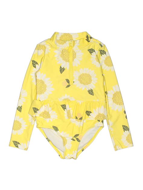Carters 100 Elastic Floral Yellow One Piece Swimsuit Size 2t 33