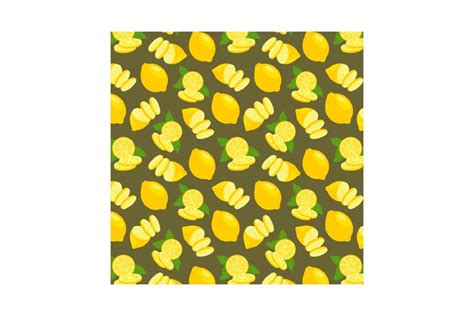 Vector Seamless Pattern With Cartoon Lemon Isolated On White