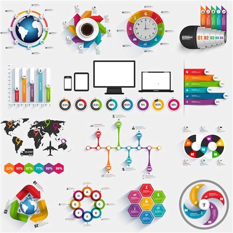 Coleção de modelo de projeto de vetor infográfico Vetor Premium