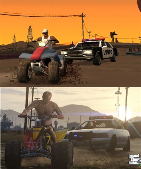 Screenshot Comparison GTA San Andreas Vs GTA V GTA Cheats Grand Theft Auto Artwork Grand