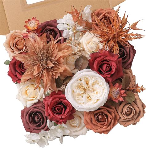 RUIDKUN Juego De Flores Artificiales De Seda Para Bricolaje Ramo De
