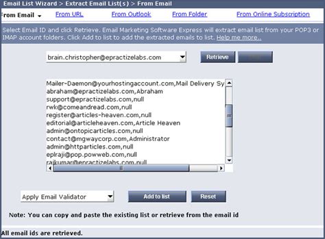 Email Spider Software Extract Email List Screenshot