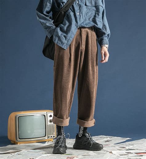 Mens Corduroy Casual Pants Mens Outfits Fashion Pants Vintage