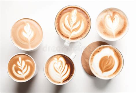 Set With Different Types Of Coffee Drinks On White Background Stock Illustration Illustration