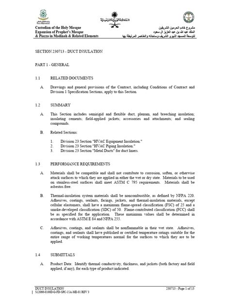 Insulation Specs Pdf Duct Flow Thermal Insulation