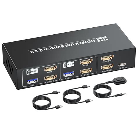 GetUSCart HDMI KVM Switch Minitors Computers USB K Hz Dual Monitor HDMI KVM Switch