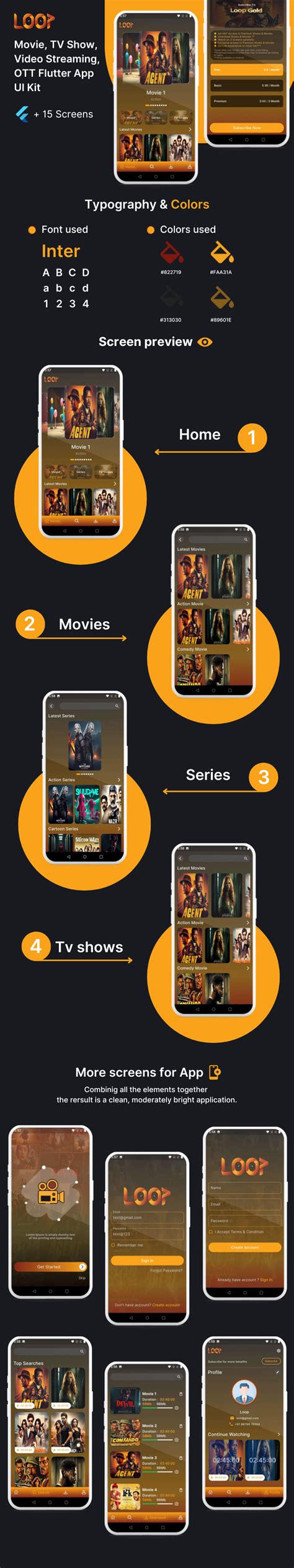 Loop Movie Tv Show Video Streaming Ott Flutter App Ui Kit Code