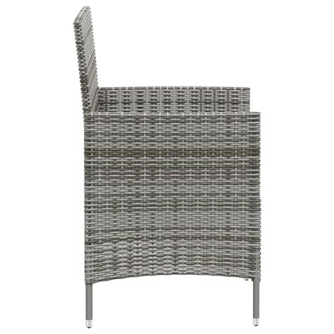 er Set Gartenstühle Gartensessel mit Kissen Stühle für Garten Terrasse Balkon Poly Rattan Grau