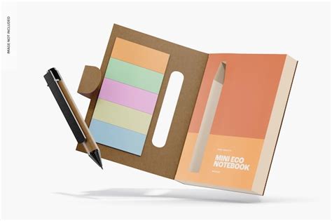 Premium Psd Mini Eco Notebook Mockup Opened