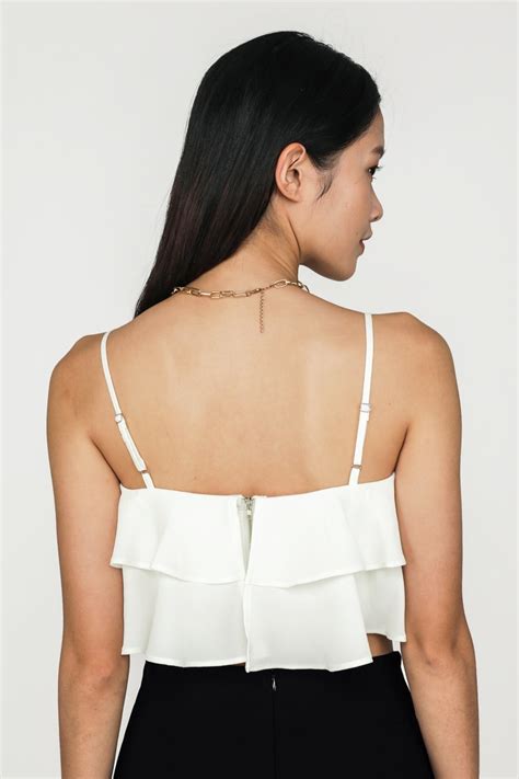 Kallie Ruffles Crop Top White The Tinsel Rack