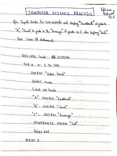 Computer Sci Pseudocode Practice Pdf