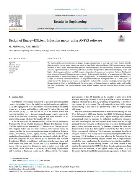 Pdf Design Of Energy Efficient Induction Motor Using Ansys Software
