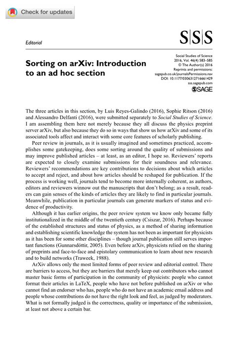 Pdf Sorting On Arxiv Introduction To An Ad Hoc Section