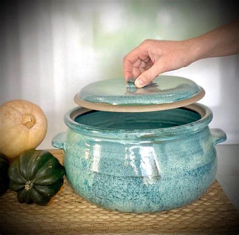 Large Blue Ceramic Casserole Dish Handmade 4 Liter Baking Pot Etsy