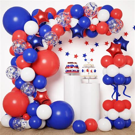 155pcs Red White And Blue Balloons Garland Arch Kit 4th Of July