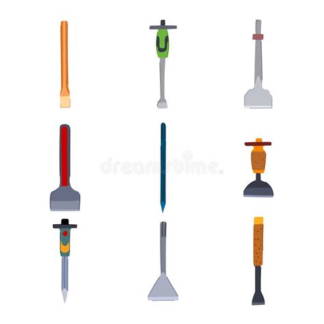 Brick Chisel Set Cartoon Vector Illustration Stock Vector Illustration Of Work Building
