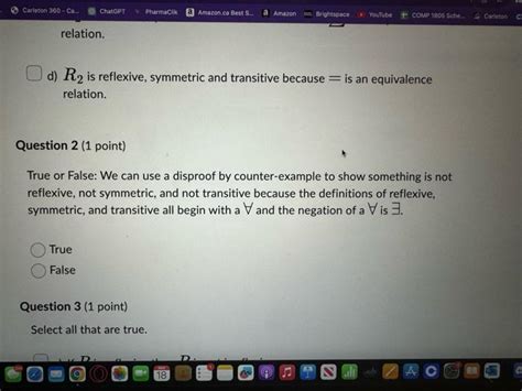 Solved D R2 Is Reflexive Symmetric And Transitive Because