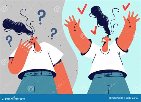 Woman Looking And Finding Solution Stock Vector Illustration Of Think