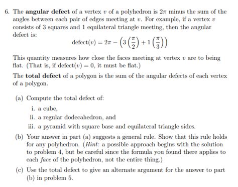 6 The Angular Defect Of A Vertex V Of A Polyhedron