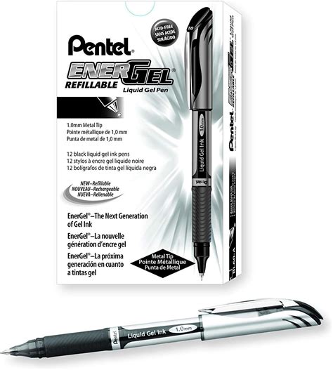 Pentel Energel Liquid Gel Pen 10mm Broad Nib Black Ink Box Of 12 Pens