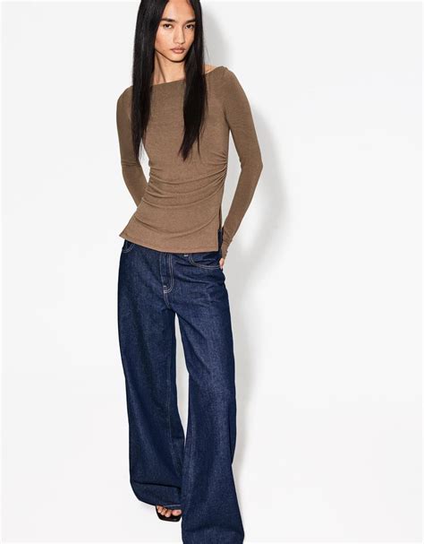 Maglietta Maniche Lunghe Arricciature Bsk Teen Bershka
