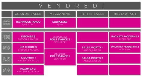 Vendredi Planning 2023 2024 Serial Dancer