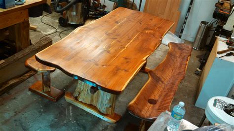 Live Edge Cedar Dining Table And Benches Maker Marketplace