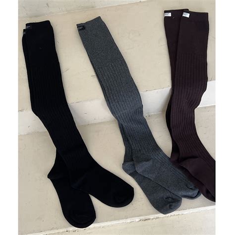 모브말린 라벨 포인트 골지 니삭스 롱양말 레그워머 롱삭스 위시버킷