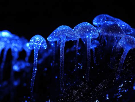 Forest Ecosystem Illuminated By Glowing Organisms