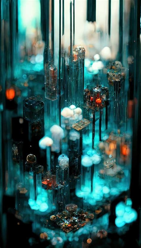 Modular Rack Moog With Wires Fiber Optic And Glass Tubes Glowing