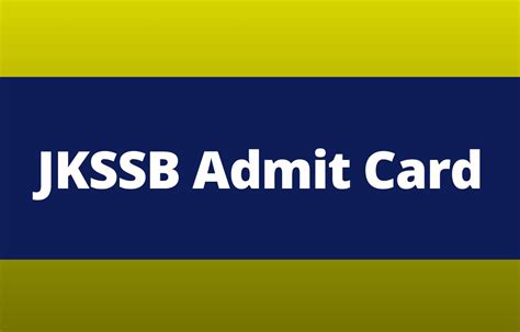 Jkssb Admit Card 2023 Out Direct Link To Download