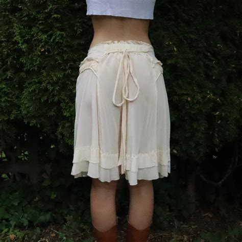 Cream Silk Midi Skirt Medium Imber Vintage