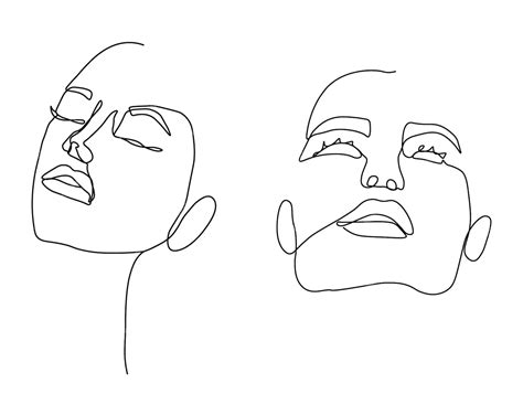 Dessin Continu Dune Ligne De Contour Isolé De Portret De Visage