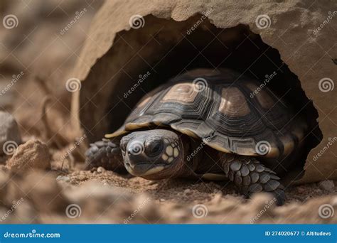 Desert Tortoise Emerging From Its Shell For The First Time Stock