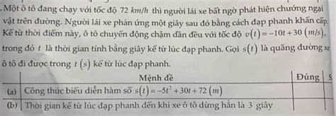 Solved Một ô Tô đang Chạy Với Tốc độ 72 Kmh Thì Người Lái Xe Bất Ngờ