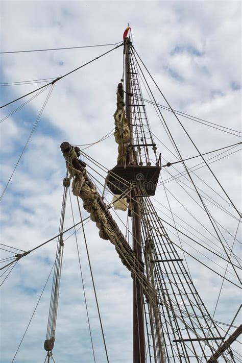 Mast And Rigging Of A Sailing Ship Stock Image Image Of Background