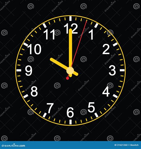 Analog Clock On Black Background Stock Vector Illustration Of