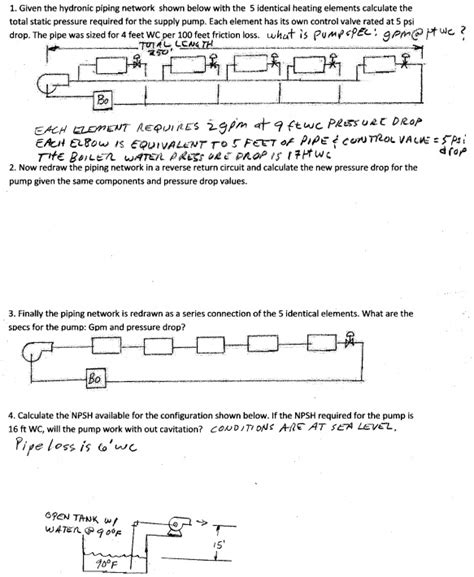 Solved Given The Hydronic Piping Network Shown Below With The 5