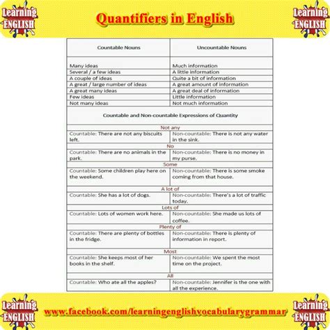 Quantifiers In English Grammar Learn English Learn English Vocabulary Advanced English