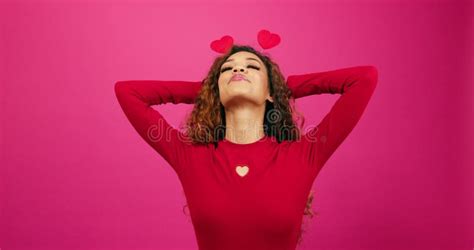 Zen Woman Stretches Arms Behind Head Breathes Meditate Self Love Valentine Stock Video